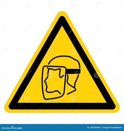 Warning Face Shield Must Be Worn Symbol Signvector Illustration