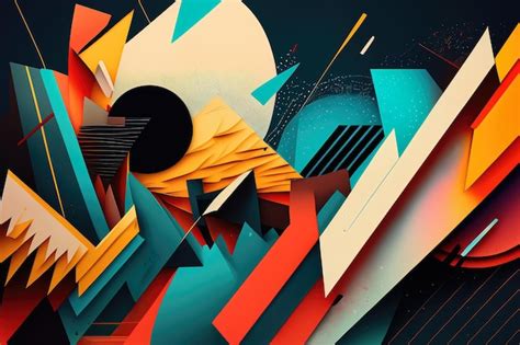 Premium Ai Image Abstract Mixed Media Design With Overlapping Geometric Shapes And Textures In