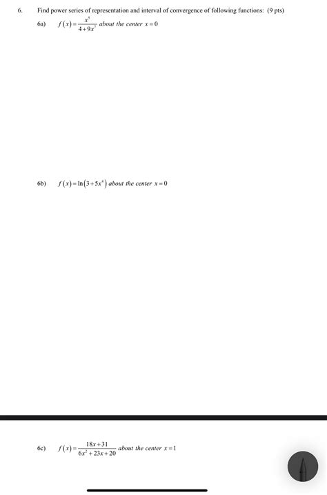 solved find power series of representation and interval of