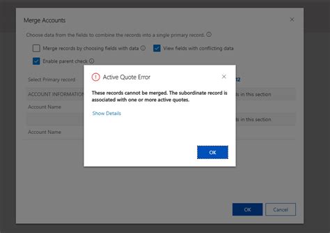 Dynamics 365 For Sales How To Merge Accounts If The Subordinate Record