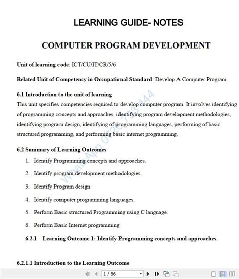 develop computer program pdf notes level 5 tvet cdacc cbet pdf notes