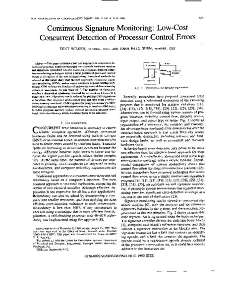 Pdf Continuous Signature Monitoring Low Cost Concurrent Detection Of