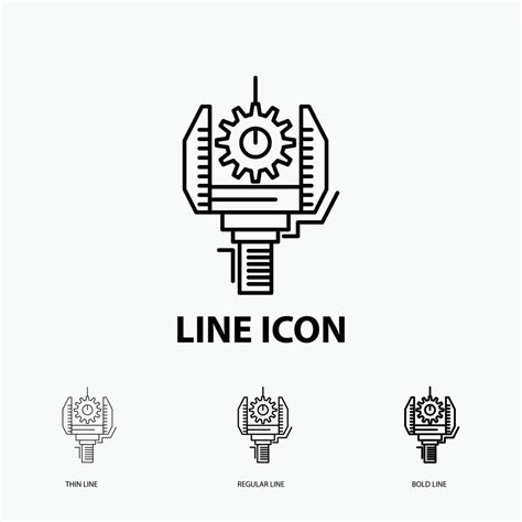 Automation Industry Machine Production Robotics Icon In Thin Regular And Bold Line Style