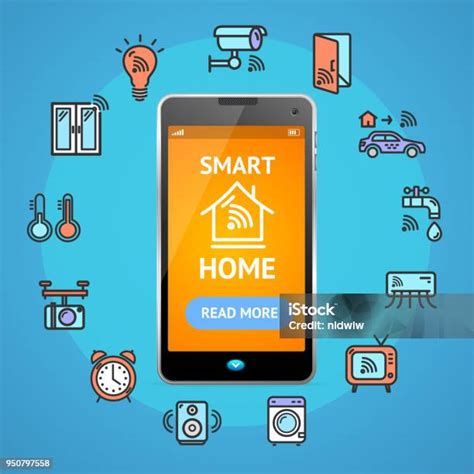 현실적인 상세한 3d 전화와 스마트 홈 개념입니다 벡터 0명에 대한 스톡 벡터 아트 및 기타 이미지 0명 개념 날씨 Istock