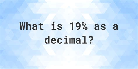 As A Decimal Calculatio