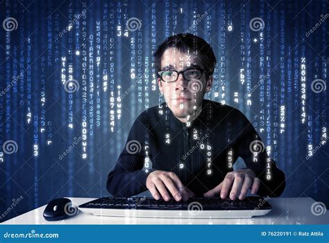 Hacker Decoding Information From Futuristic Network Technology Stock Image Image Of Network