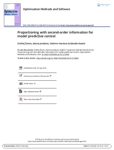 Pdf Proportioning With Second Order Information For Model Predictive