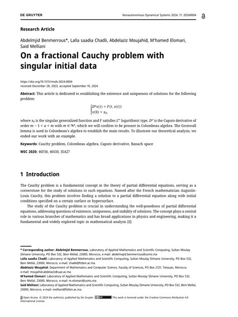 PDF On A Fractional Cauchy Problem With Singular Initial Data
