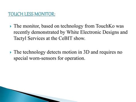 Touchless Touch Screen Technology Ppt 1 Pptx Computer Peripherals Computing