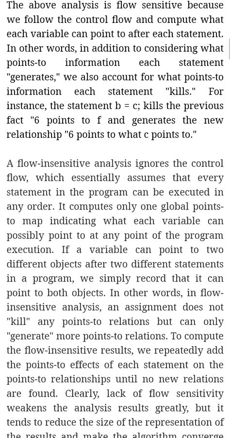 Solved The Above Analysis Is Flow Sensitive Because We