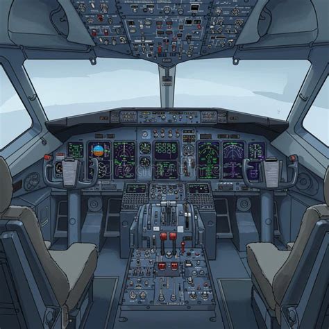Aircraft Cockpit Interior Featuring An Array Of Digital And Analog