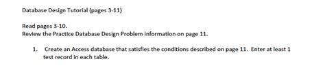 Database Design Tutorial Pages 3 11 Read Pages 3 10