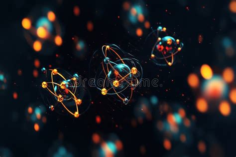 Dynamic Representation Of Atomic Structures With Glowing Particles In A Dark Space Environment