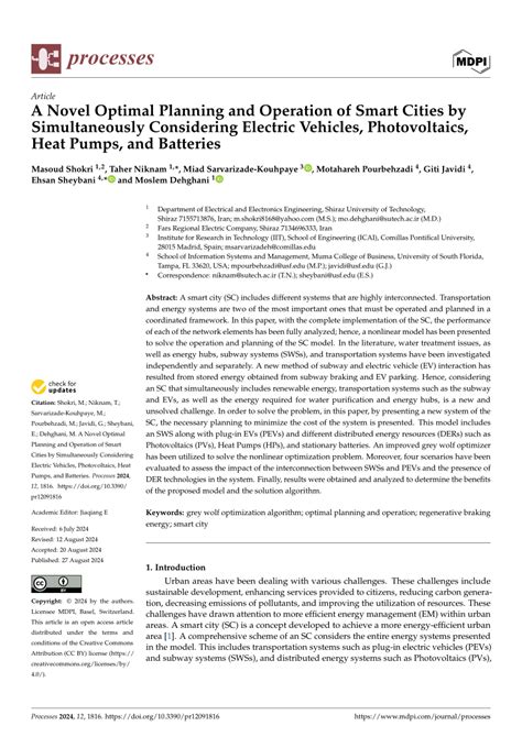 Pdf A Novel Optimal Planning And Operation Of Smart Cities By Simultaneously Considering