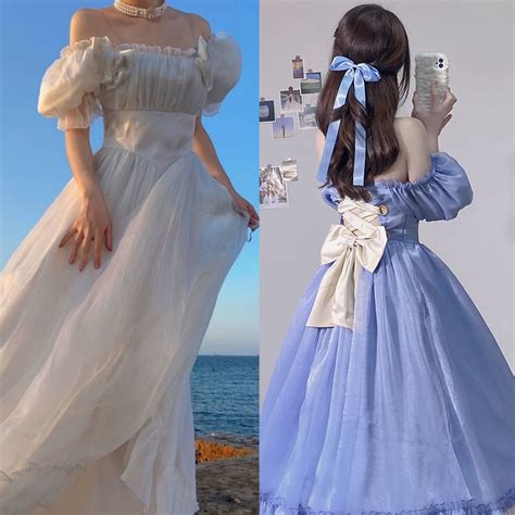 오프숄더 밴딩 프릴 드레스 컨셉의상 졸업사진 반티 에이블리