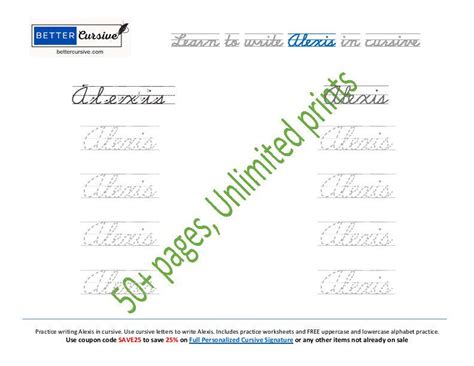 Learn How To Write Alexis In Cursive Practice Writing Alexis Using Cursive Alphabet Letters 50