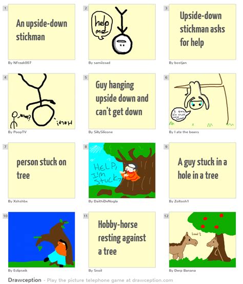 An Upside Down Stickman Drawception