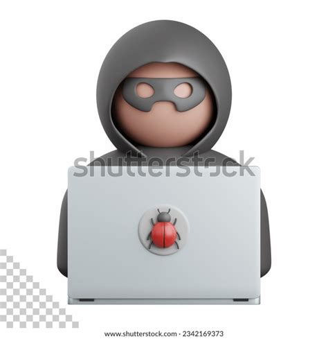 3d Rendering Hacker Isolated Useful Technology Stock Illustration