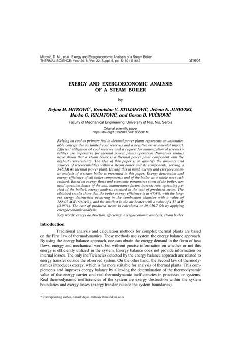 Pdf Exergy And Exergoeconomic Analysis Of A Steam Boiler