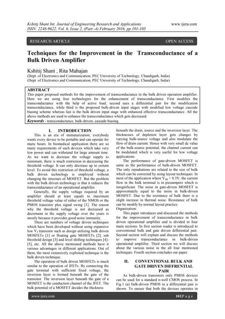 Low Power Low Voltage Bulk Driven Balanced Ota Pdf
