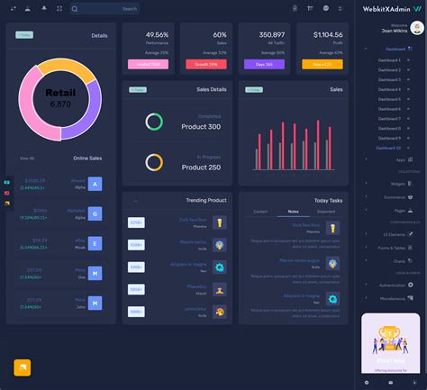 Beautiful Fixed Style Dark Bootstrap Dashboard Of Webkitx Ui Framework
