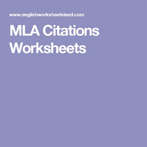 Mla Citations Worksheets Mla Citation Mla Worksheets