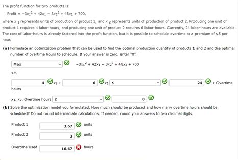 Solved The Profit Function For Two Products Is Profit