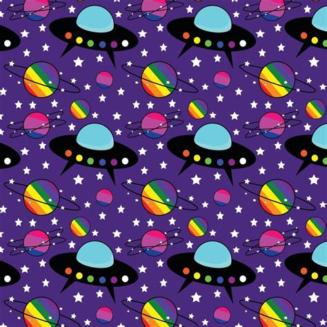 Lgbt Symbols Seamless Vector Pattern With Rainbow Planets Ufo Sticker