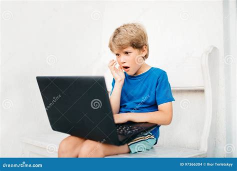 Babe Using Laptop Stock Photo Image Of Computer Room 97366304