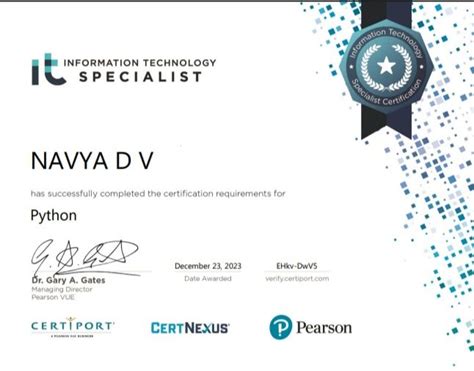 Navya D V On Linkedin Python Certiport Certification Learningjourney