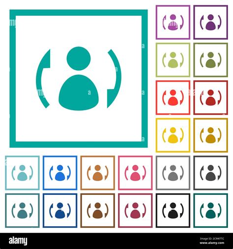 Syncronize Contacts Flat Color Icons With Quadrant Frames On White Background Stock Vector Image