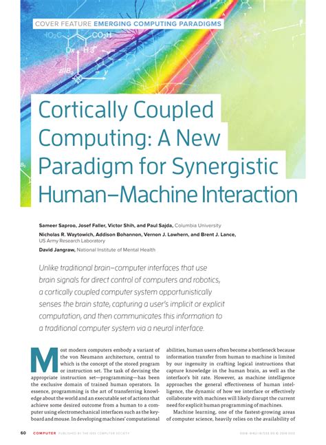 Pdf Cortically Coupled Computing A New Paradigm For Synergistic