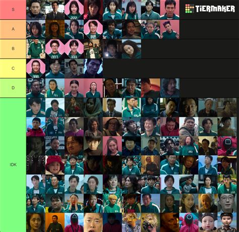 Squid Game Characters Tierlist 100 Seasons 1and2 Tier List