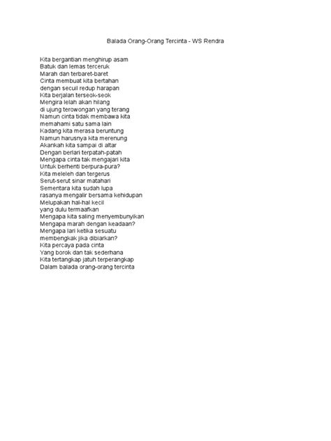 Balada Orang Orang Tercinta Ws Rendra Pdf