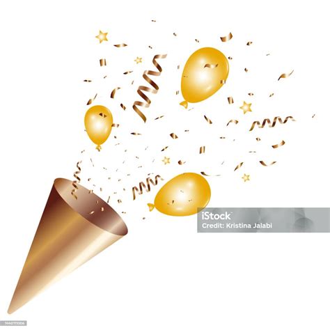 귀여운 파티 포퍼 색종이 그림입니다 색종이 조각 폭발 폭죽 축하 벡터 그림입니다 공휴일에 대한 스톡 벡터 아트 및 기타 이미지