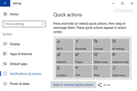 Windows 10 Tip Rearrange Or Addremove Quick Actions In Action Center Askvg