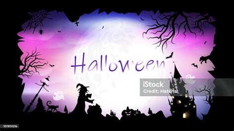 할로윈 엽서 실루엣 창의적인 판타지 포스터 배너 프레임 추상 배경 벡터 일러스트 레이 션 10월에 대한 스톡 벡터 아트 및 기타