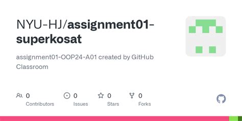 Github Nyu Hjassignment01 Superkosat Assignment01 Oop24 A01 Created