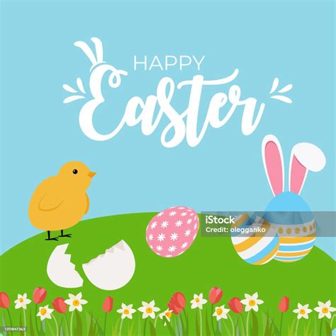 Vetores De Fofo Desenho Animado Feliz Easter Spring Holiday Background