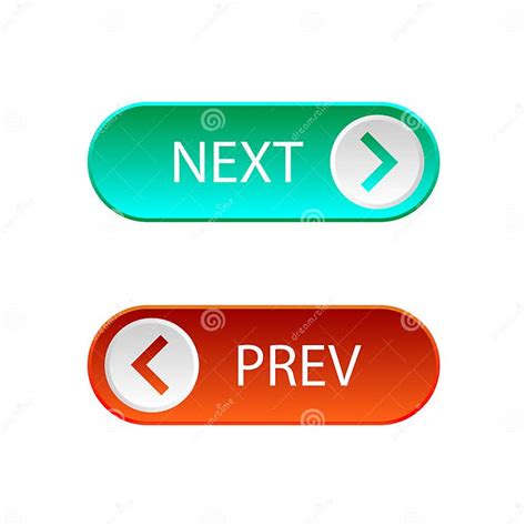 Previous And Next Web Button Set Button Set With Arrow Icon Stock