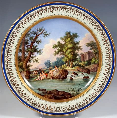 Large Viennese Imperial Porcelain Picture Plate With Arcadian Landscape