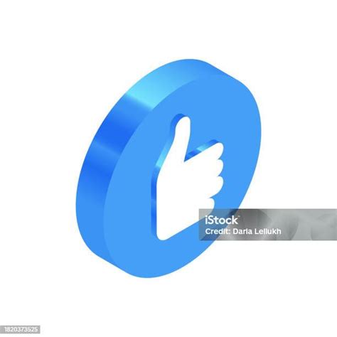 등각 투영 파란색 아이콘입니다 현대 평면 벡터 일러스트 레이 션입니다 좋아요 기호 소셜 미디어 템플릿 2차 도형에 대한 스톡 벡터 아트 및 기타 이미지 Istock