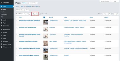 Export Your Post And Custom Field Data To CSV With Admin Columns Pro