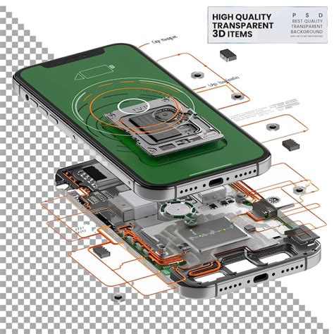 Premium Psd Exploded Diagram Showing Internal Components On