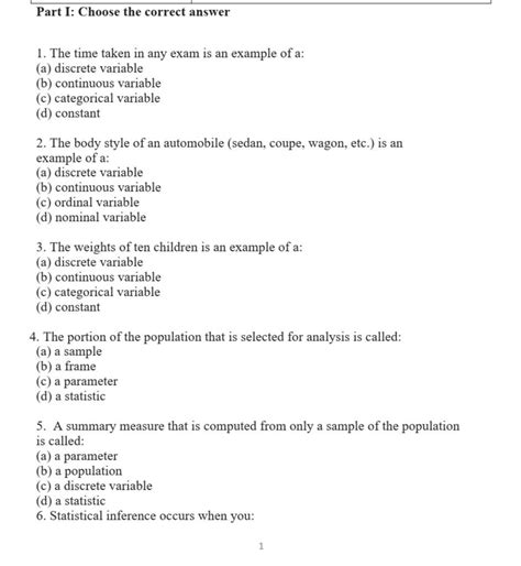 Solved Part I Choose The Correct Answer 1 The Time Taken