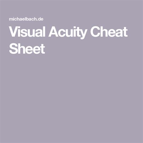 Visual Acuity Cheat Sheet Cheating Contrast Sensitivity Event Related Potential