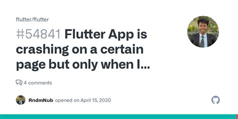 Flutter App Is Crashing On A Certain Page But Only When I Have The App