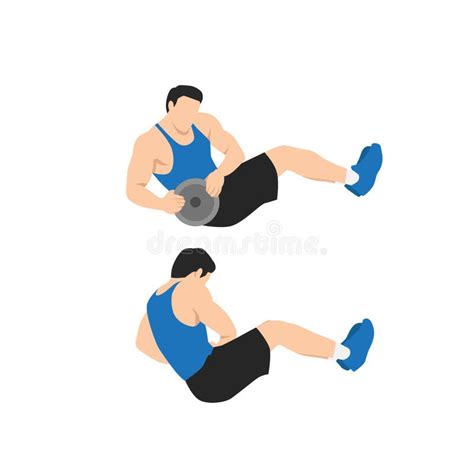Hombre Haciendo Ejercicio De Giros Rusos Vector Plano Ilustración Del