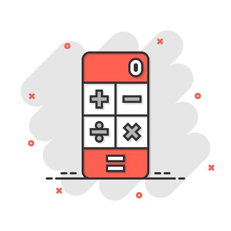 만화 스타일의 계산기 아이콘 격리 된 흰색 배경 계산 스플래시 효과 비즈니스 개념에 만화 벡터 일러스트 레이 션을 계산 프리미엄 벡터