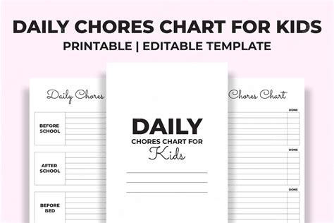 아이들을 위한 일일 집안일 차트 Kdp 인테리어 프리미엄 벡터
